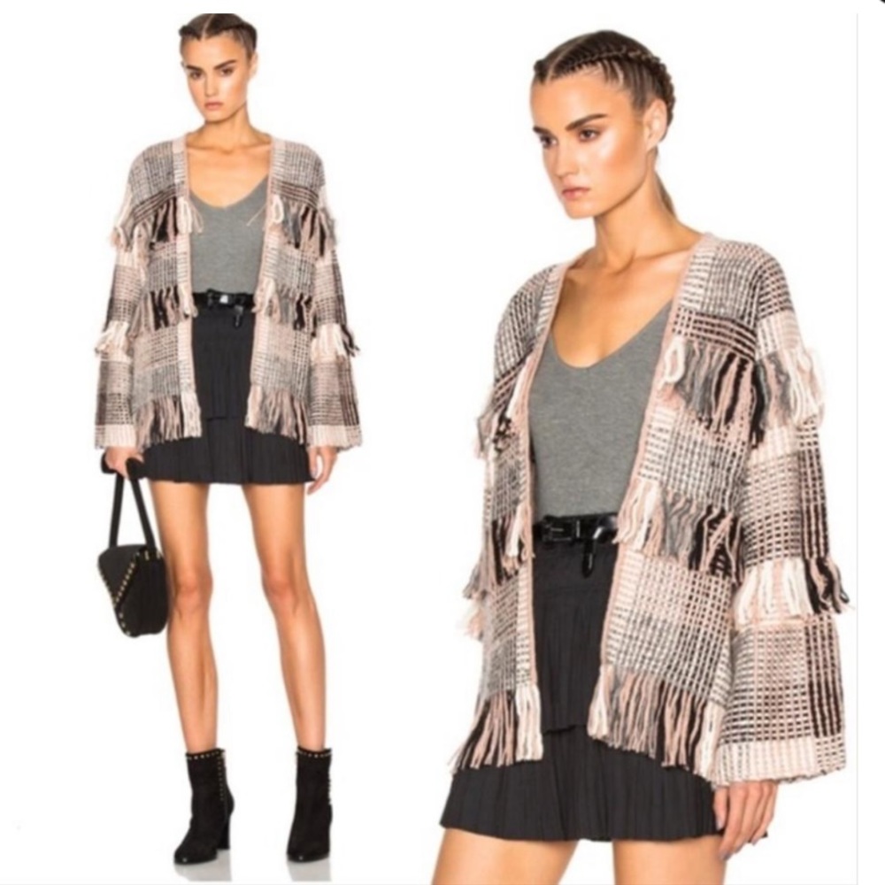 Ulla Johnson Elena Alpaca Fringe Cardigan In Mixte - Gem